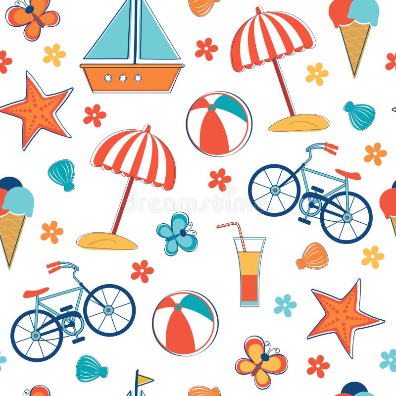 Summer vacation pattern stock vector. Illustration of design - 41330866