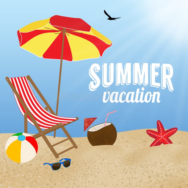 Summer Vacation Poster Design Stock Vector - Illustration of beach ...
