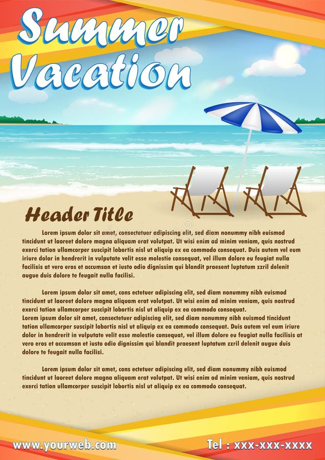 Summer Vacation with Sand Beach Poster Banner Editorial Image ...