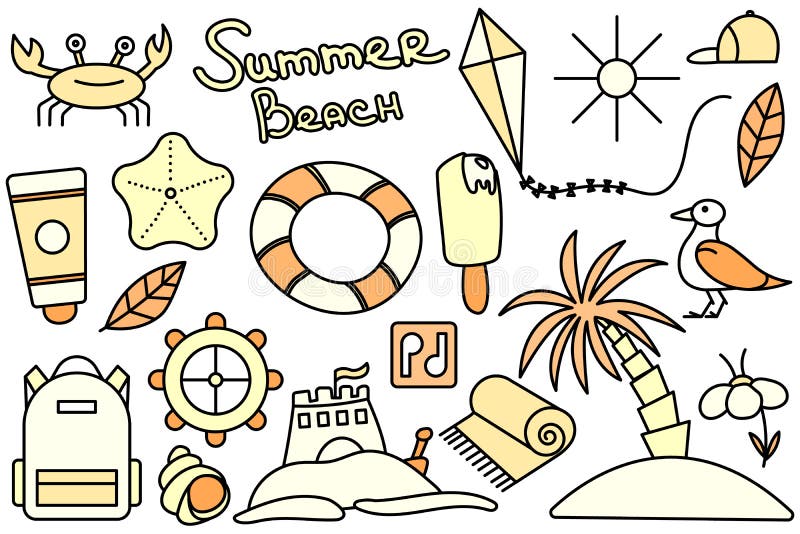Summer Vacation at the Sea. Beach Stuff. Collection of Things for the ...