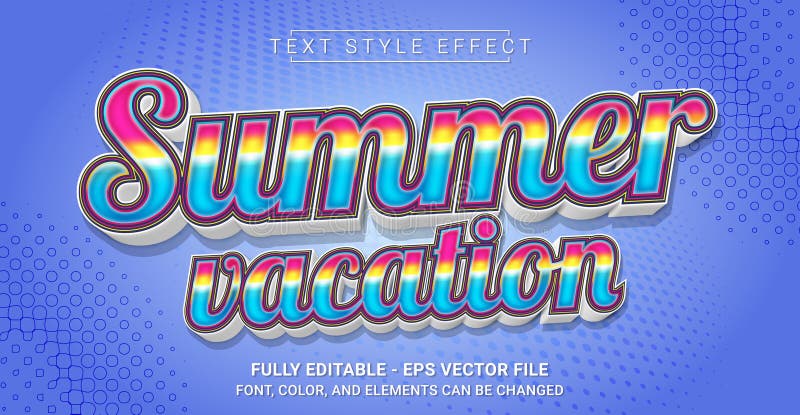 Summer Vacation Text Style Effect. Editable Graphic Text Template Stock ...