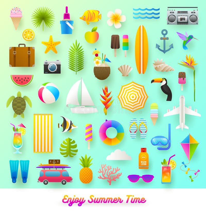 Set of Summer Vacation and Travel Type Design Stock Vector ...
