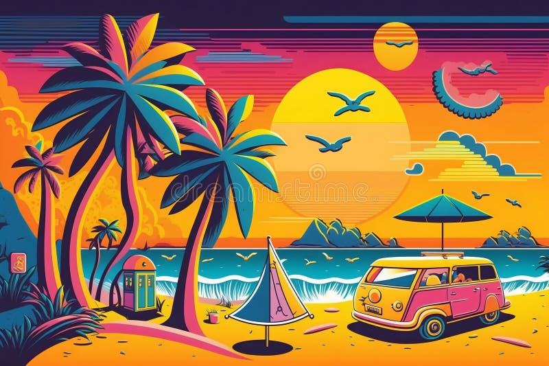 Summer Vacations Beach Holiday on Sunset Background. Generative AI ...