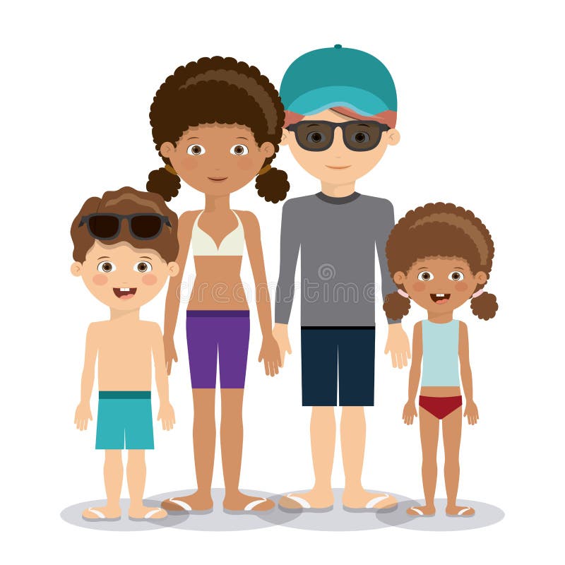 Summer Vacations in Family Design Stock Vector - Illustration of ...