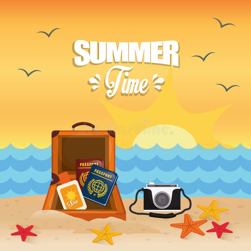 Summer, Vacations and Trave Stock Vector - Illustration of sunshine ...