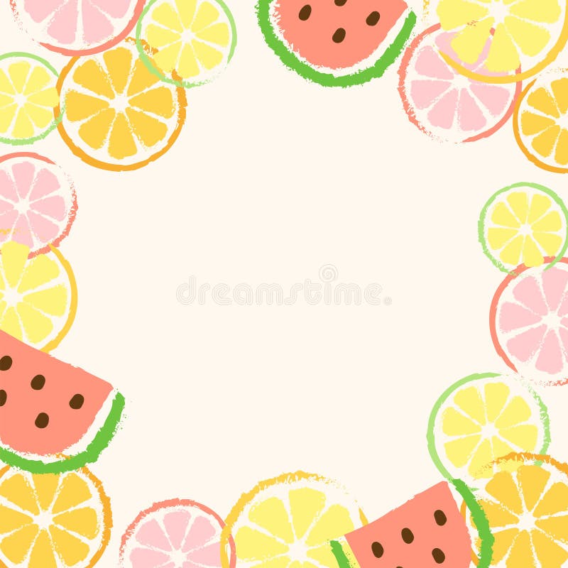 Summer Vector Background in a Retro Style with Watermelon and Orange ...