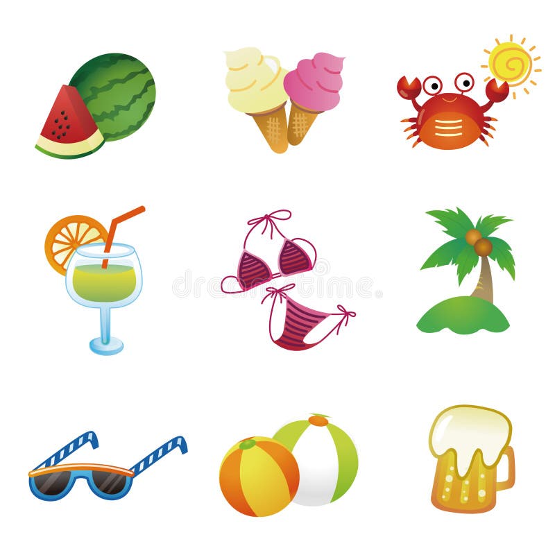 Summer icons stock vector. Illustration of colors, beach - 14065218