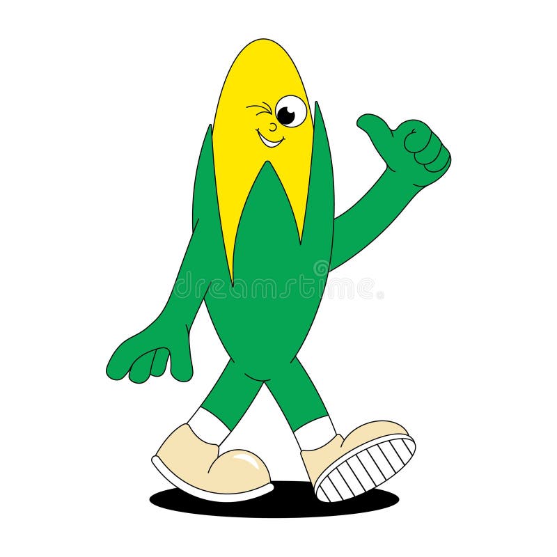 Summer Vegetable Corn. Retro Groovy Character Patch. Trendy Sticker ...