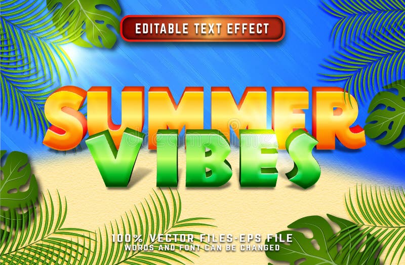 Summer Vibes 3d Cartoon Text Effect Premium Vectors Stock Vector - Illustration of sale, season ...