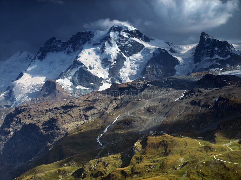 An Evening View from Pennine Alps, Switzerland. Stock Image - Image of ...