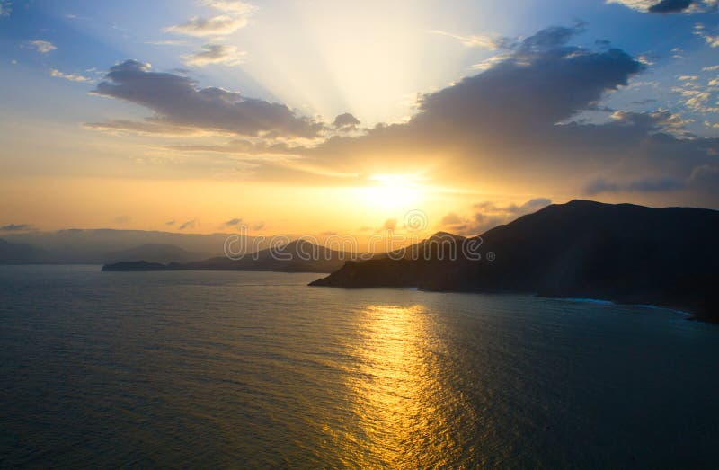 Summer View of the Sea and Mountain Range Stock Photo - Image of cloud ...