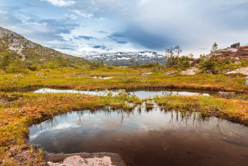 Summer View To Mountain Lake Norway Stock Image - Image of rock, color ...