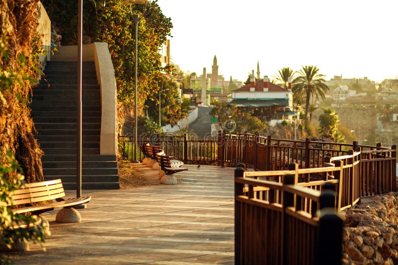 Summer Viewpoint Park in Resort Town at Sunrise Stock Image - Image of ...