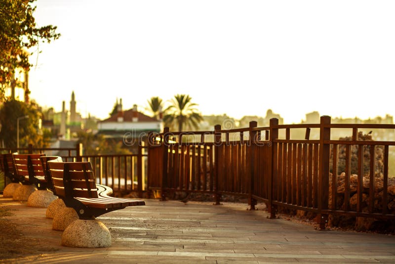 Summer Viewpoint Park in Resort Town at Sunrise Stock Image - Image of ...