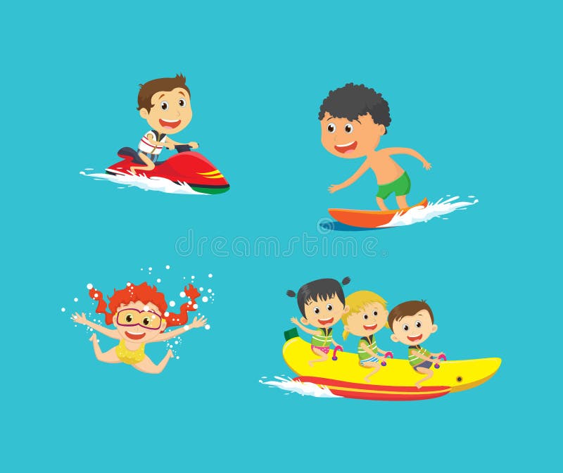 Summer Vocation Collection Set Stock Vector - Illustration of kids ...