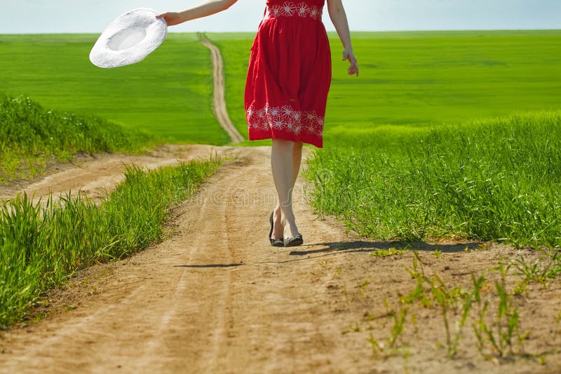 Summer walk stock image. Image of holding, dress, girl - 9314411