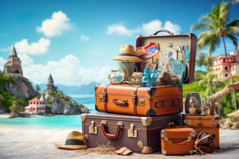 Summer Wanderlust: Exploring the World with a Travel Theme. Stock ...