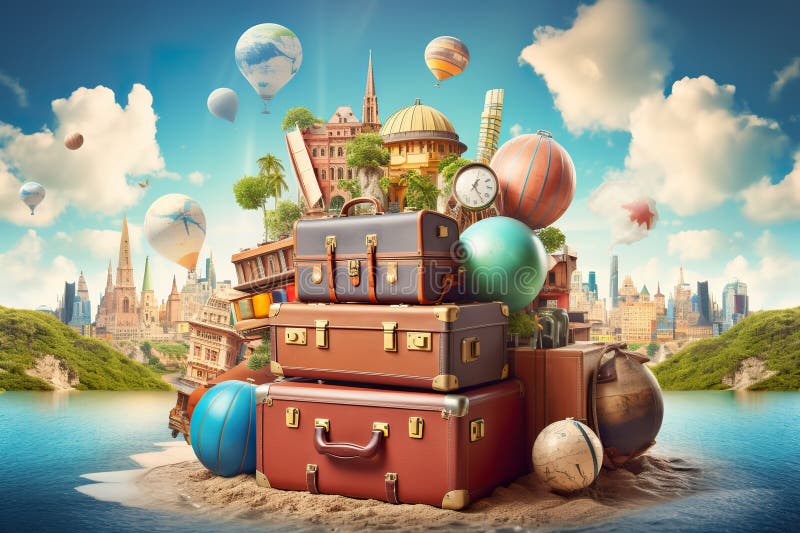 Summer Wanderlust: Exploring the World with a Travel Theme. Stock Illustration - Illustration of ...