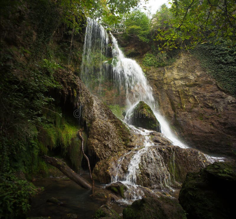 Summer waterfall scene stock image. Image of fresh, water - 65252379