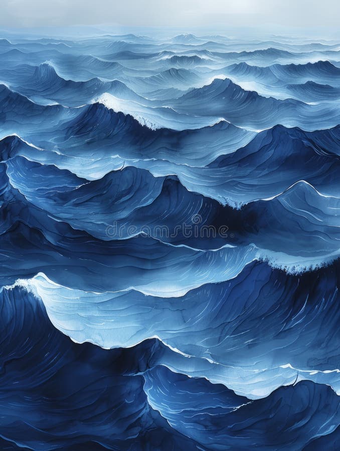 Summer Waves: Blue Watercolor Texture on White Generative AI Stock ...