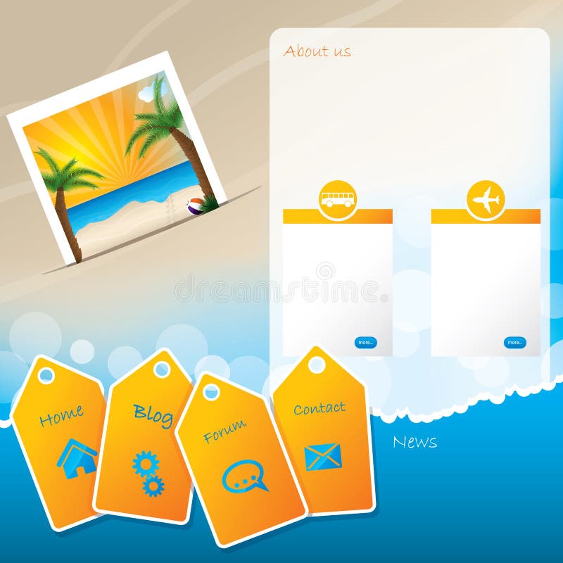 Summer Website Template Design with Beach Stock Vector - Illustration ...