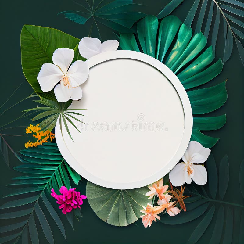 Summer White Empry Circle Frame with Natural Exotic Background ...