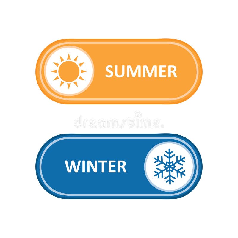Summer and Winter Button with Sun and Snowflake Stock Vector ...
