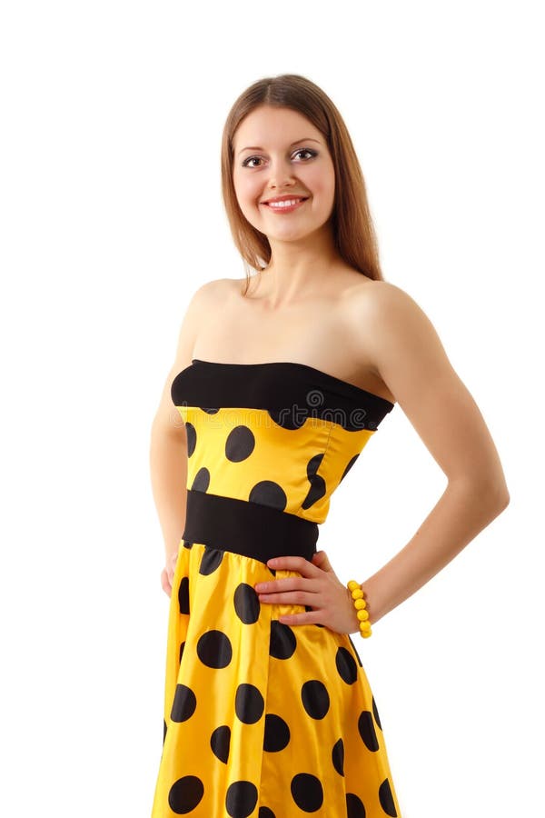 Summer Woman Beautiful Yellow Dress Stock Photo - Image of attractive ...