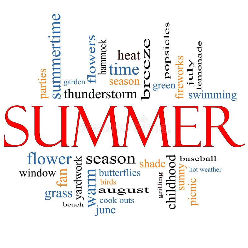 Summer Word Cloud Concept stock illustration. Illustration of parties ...