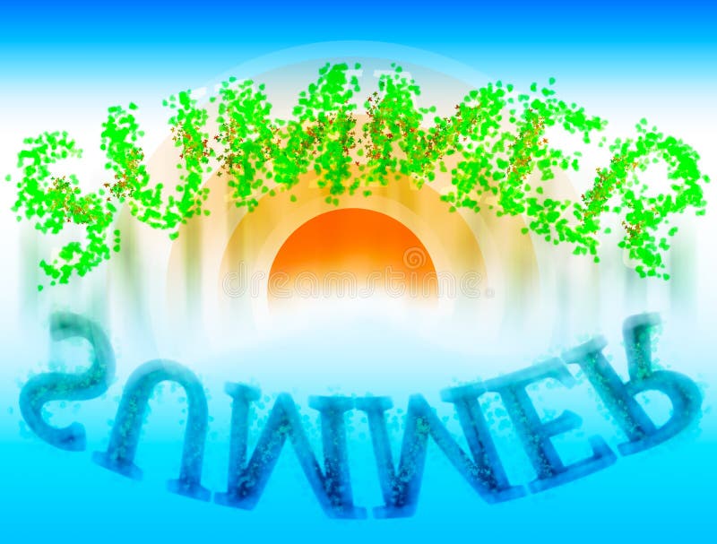 Summer Word with Water Reflection Illustration Stock Illustration ...