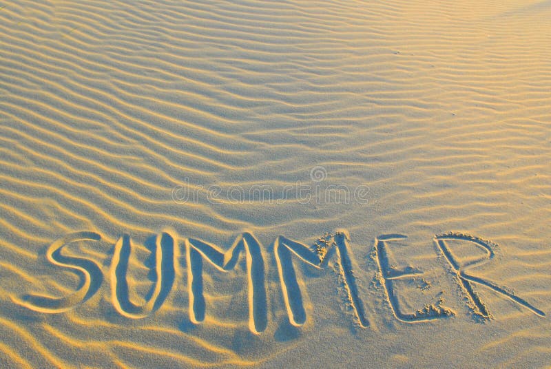Summer written in sand stock photo. Image of structure - 10209996