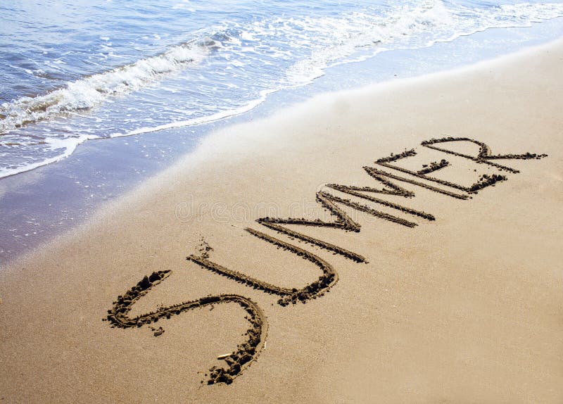 Summer written on Sand stock image. Image of beach, rolling - 39980467