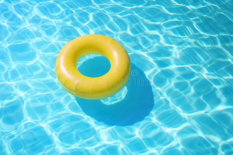 Summer Yellow Swimming Pool Ring Float in Blue Water. Created with ...