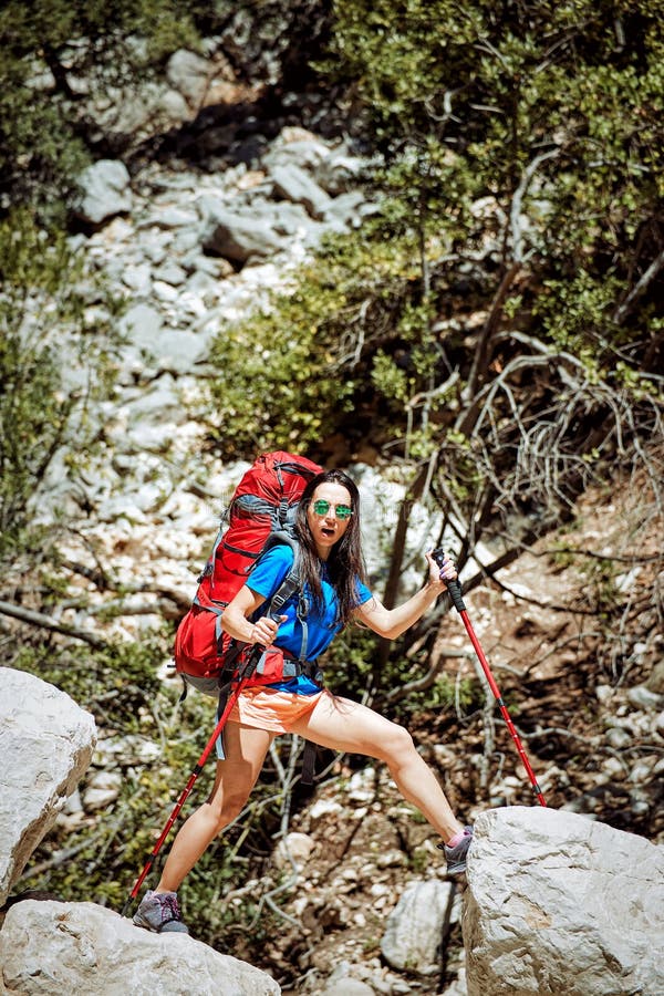 In Summer, You Can Go for a Walk with a Backpack on the Canyon. Stock ...