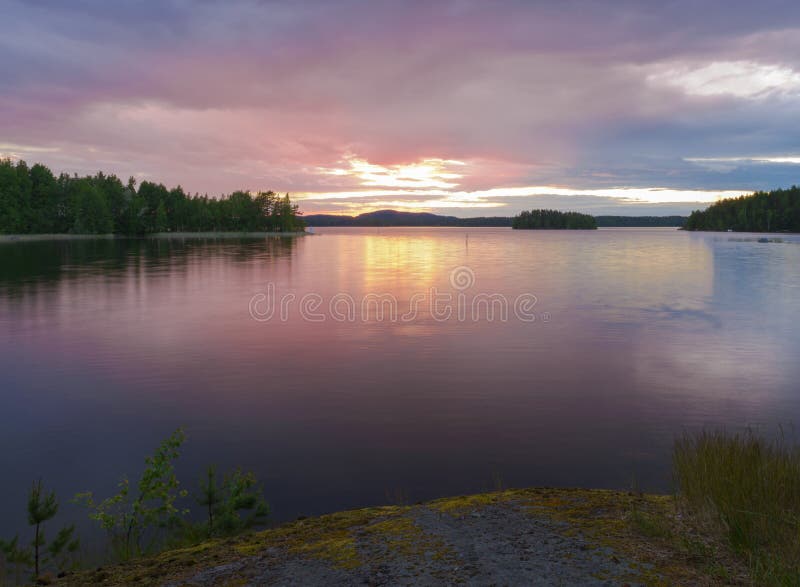 Summernight on the lake stock image. Image of cloudy - 56992043