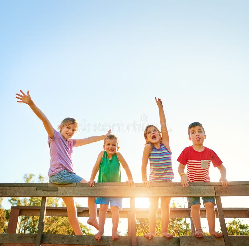 Summers Here so Lets Get the Fun Started. Portrait of a Group of Little ...