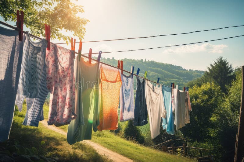 Washing Drying Sun Stock Illustrations – 267 Washing Drying Sun Stock ...