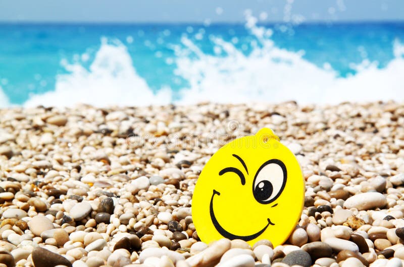 Smiley Sun on the Beach stock photo. Image of sand, positive - 31186602
