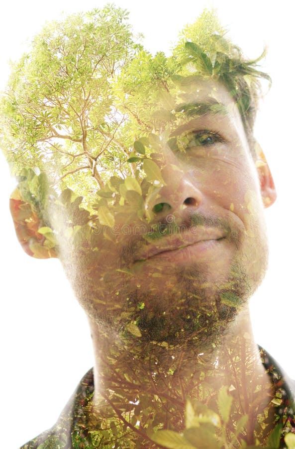 A Portrait of a Man Combined with Trees Stock Photo - Image of jungle ...