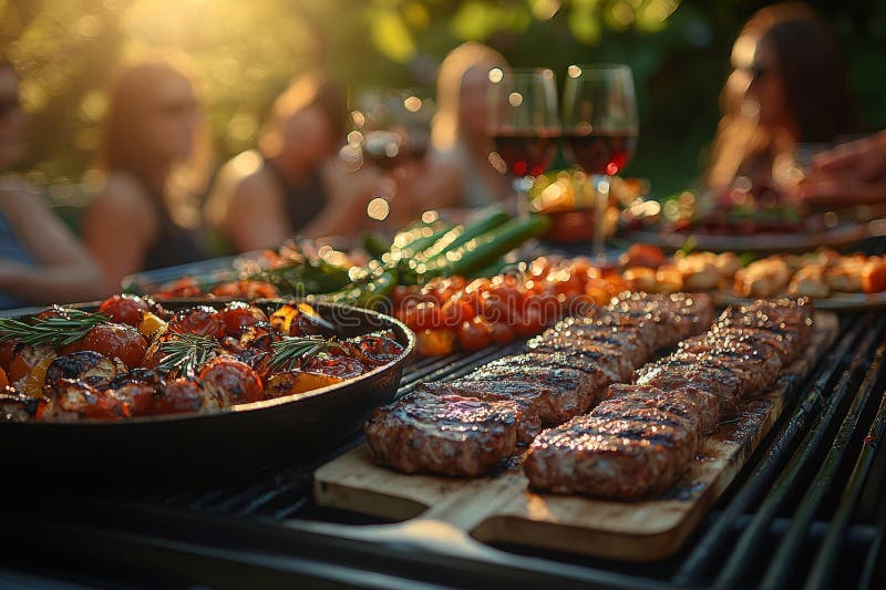Summertime Feast, a Joyful Backyard Barbecue with Friends during the ...