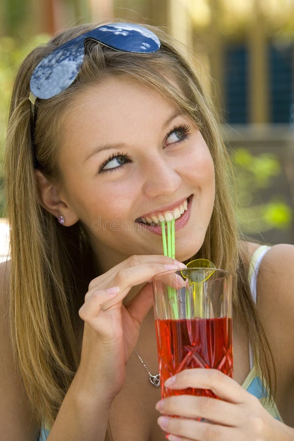 Summertime Fun stock photo. Image of drink, smiling, flirty - 1160544