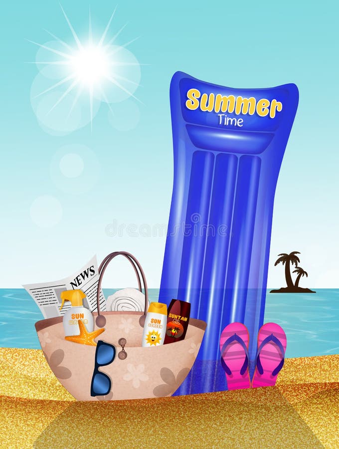 Summertime funny postcard stock illustration. Illustration of suntan ...