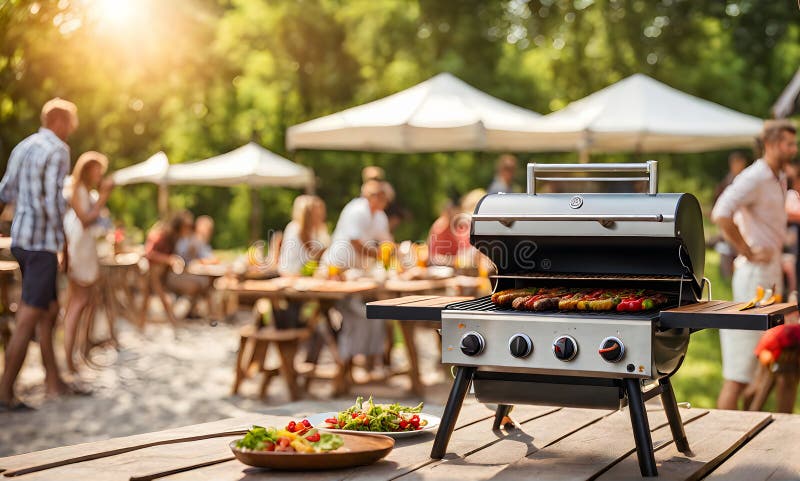 Summertime grill party stock illustration. Illustration of picnic ...