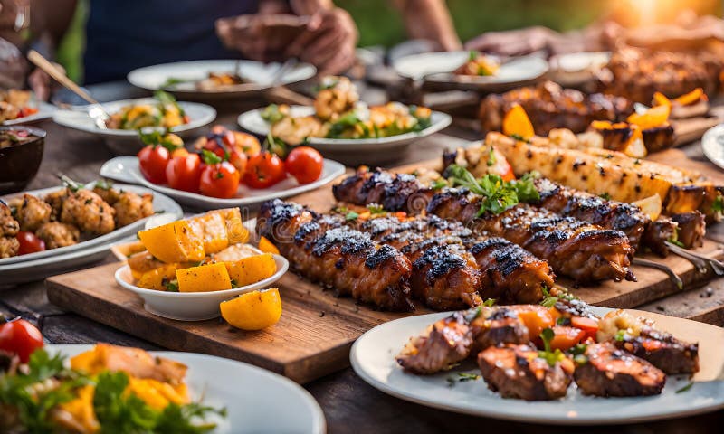 Summertime grill party stock illustration. Illustration of feast ...