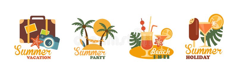 Summertime Holiday and Beach Vacation Label Vector Set Stock Vector ...