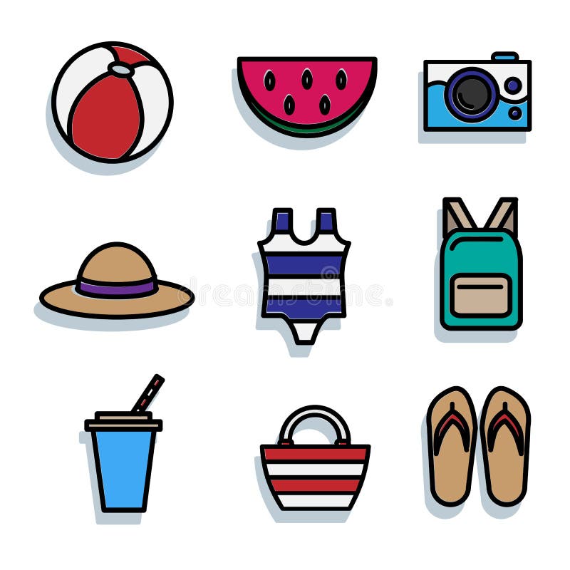 Summertime icon set stock vector. Illustration of icon - 144576177