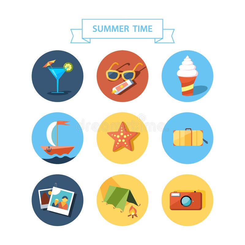 Summertime icons set stock vector. Illustration of resort - 71428744