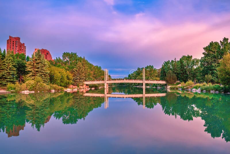 Summertime Park Lake Reflections Stock Image - Image of lush ...