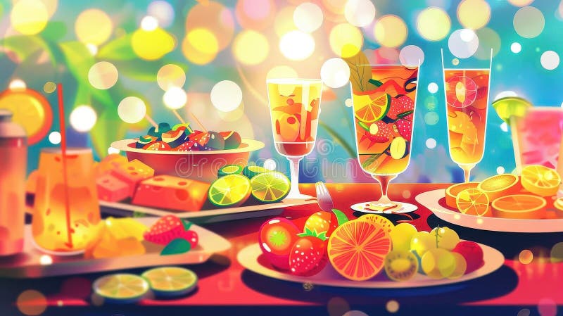 Summertime Refreshment, Colorful Fruit Platter with Refreshing ...