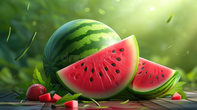 Summertime Watermelon Bliss Fresh Fruit. Stock Illustration ...